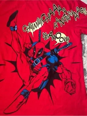 Marvel | Shirts | Marvel Spiderman Red Deadpool Comic Graphic Short ...